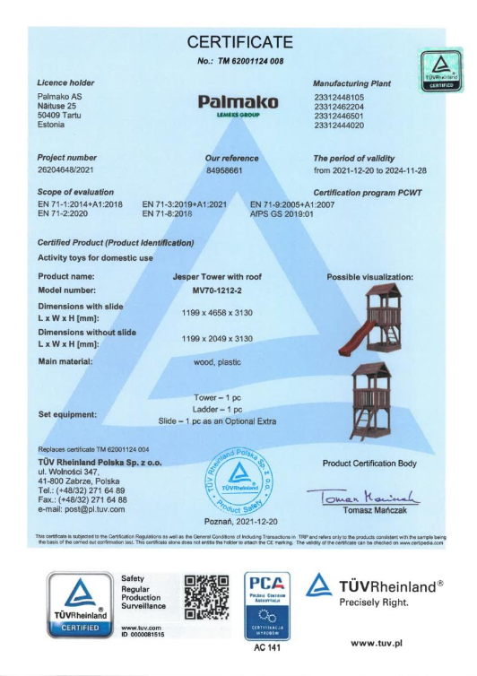 Jesper Wooden Kids Tower with Roof - Playgrounds - Playgrounds ...